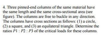 Solved Three pinned-end columns of the same material have | Chegg.com